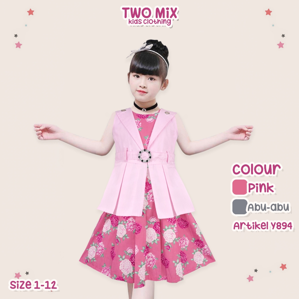 Jual Two Mix - Dress Anak Perempuan - Gaun Anak Cewek Rompi 1-12 Tahun ...