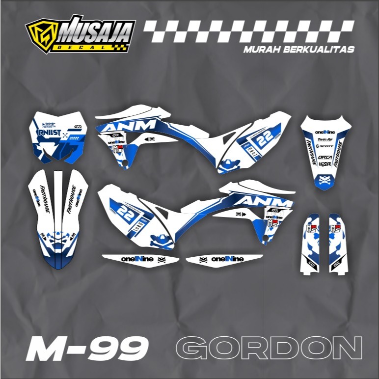 Jual Decal Gordon motif putih biru full body - dekal klx gordon custom ...