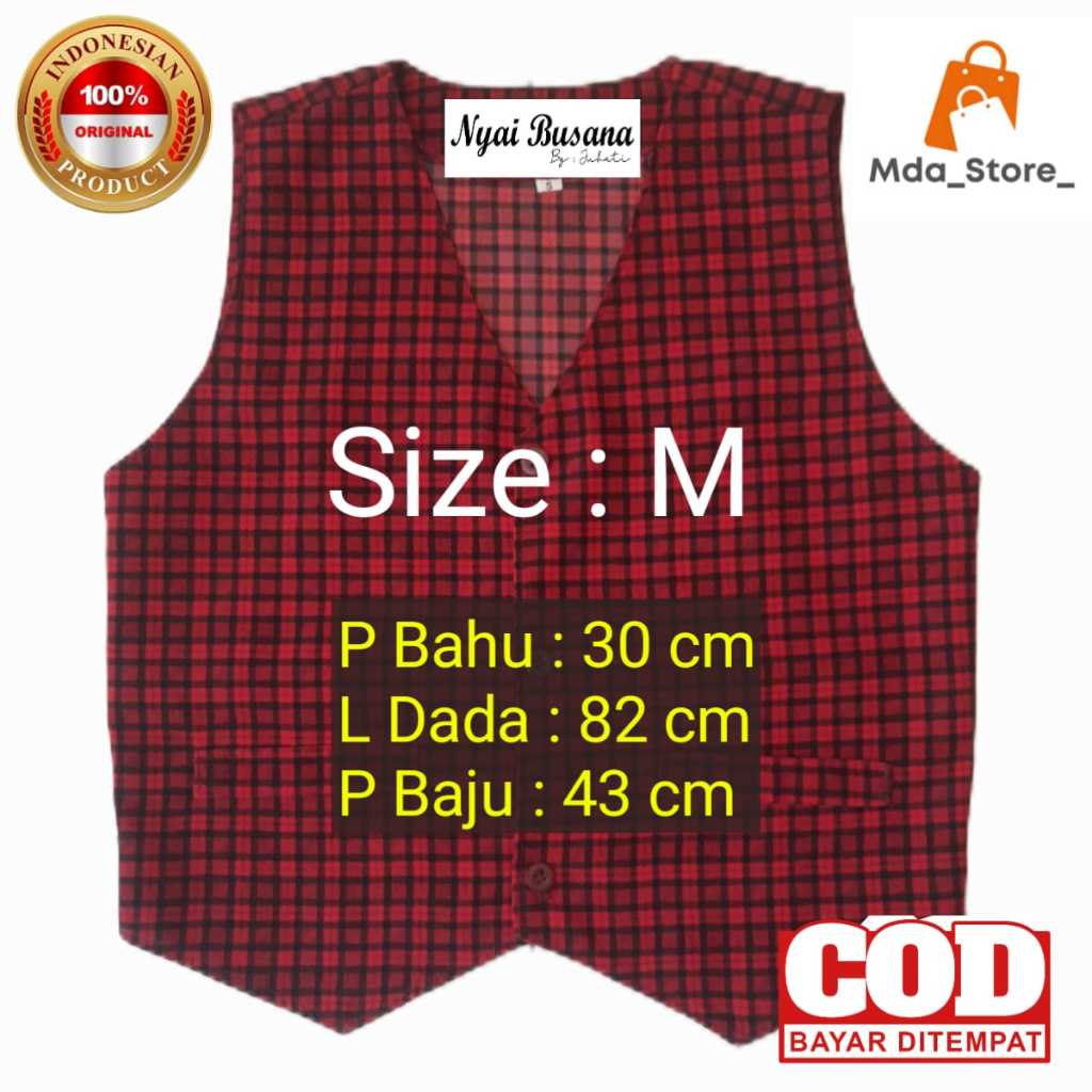 Jual Rompi anak sekolah SD dan MI warna merah kotak kotak ukuran M ...