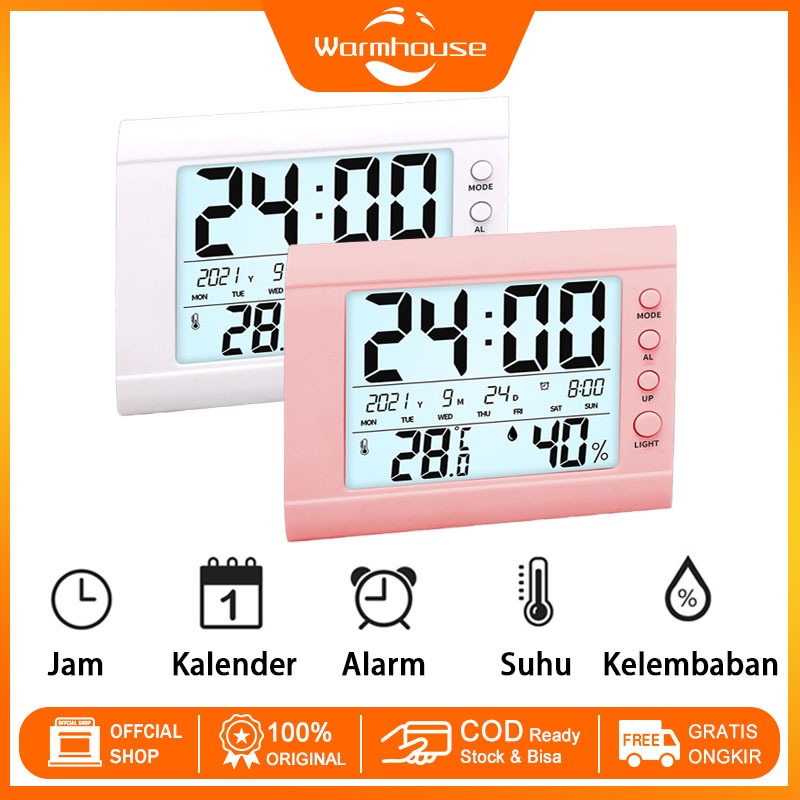 Jual Jam Beker Dering Digital Alarm Clock Tampilan suhu kelembapan ...
