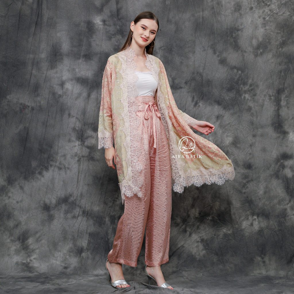 Jual AIRA BATIK_ Safana Outer Lace | Outer Batik Viscose | Long Outer I ...