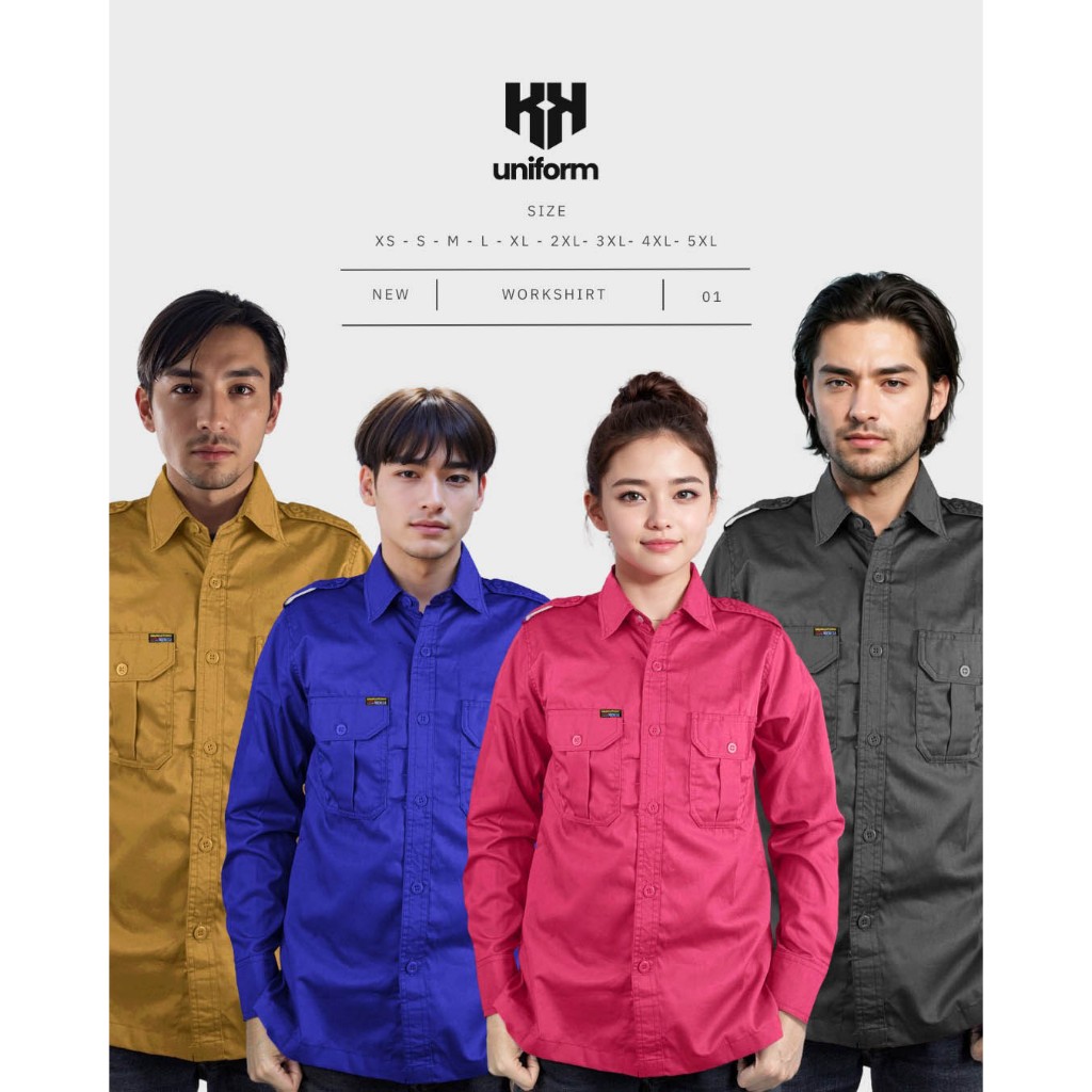 Jual Kemeja Polos Warna Kuning Mustard, Biru Benhur, Pink Magenta, Abu ...