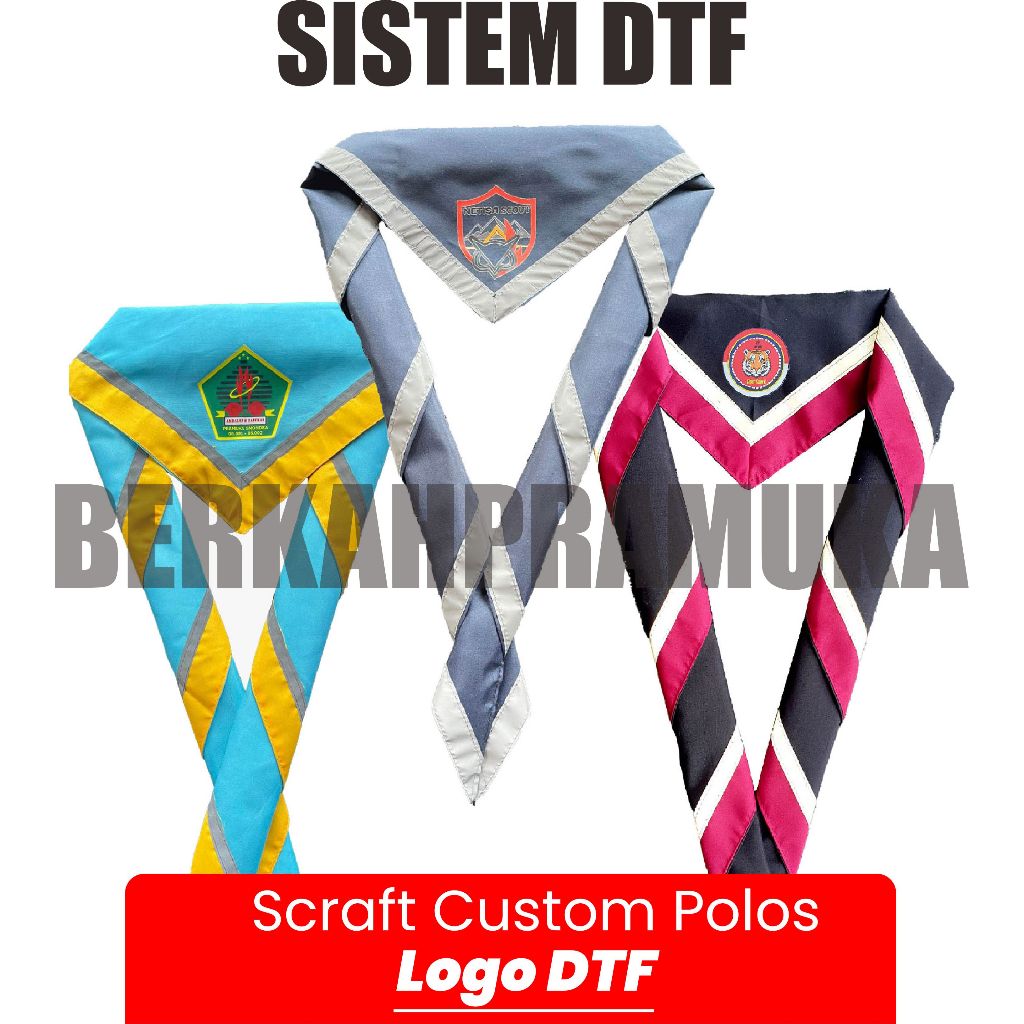Jual Scarf Pramuka CUSTOM Logo Scraf Polos Custom logo dtf Minim 20PCS ...
