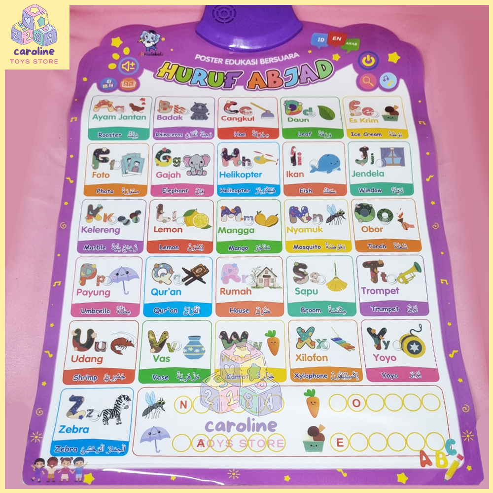 Jual Poster Belajar Angka dan Huruf Poster Edukasi Anak Bersuara ...