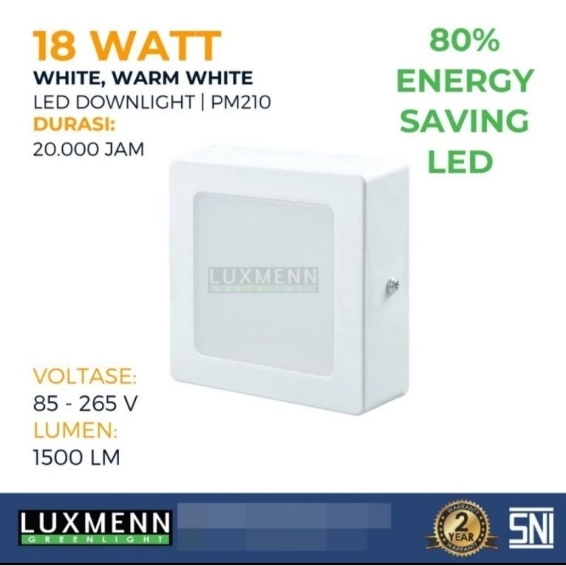 Jual Lampu Downlight Outbow Kotak Luxmenn LED PM210, 18 Watt Putih ...