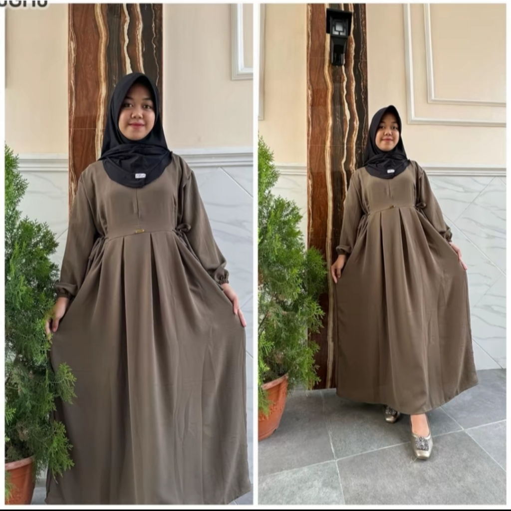 Jual Gamis Wanita Crinkle Premium Nikita Dress Tali Chibi Ada Saku ...
