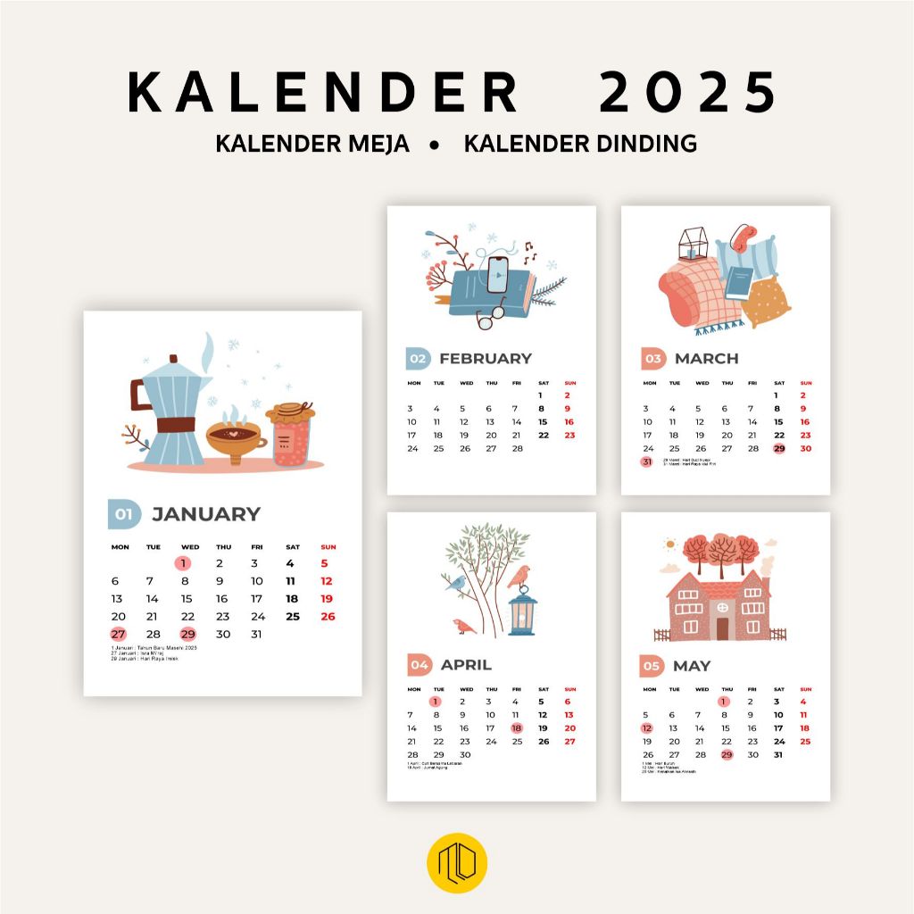 Jual Kalender Dinding Aesthetic 2025 / Kalender Meja Aesthetic 2025 ...