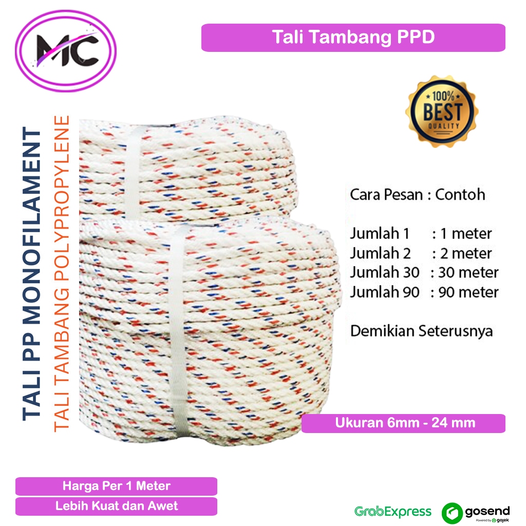 Jual Tali Tambang Kecil Besar Sedang Tali Tambang PPD Ukuran 6mm 8mm ...
