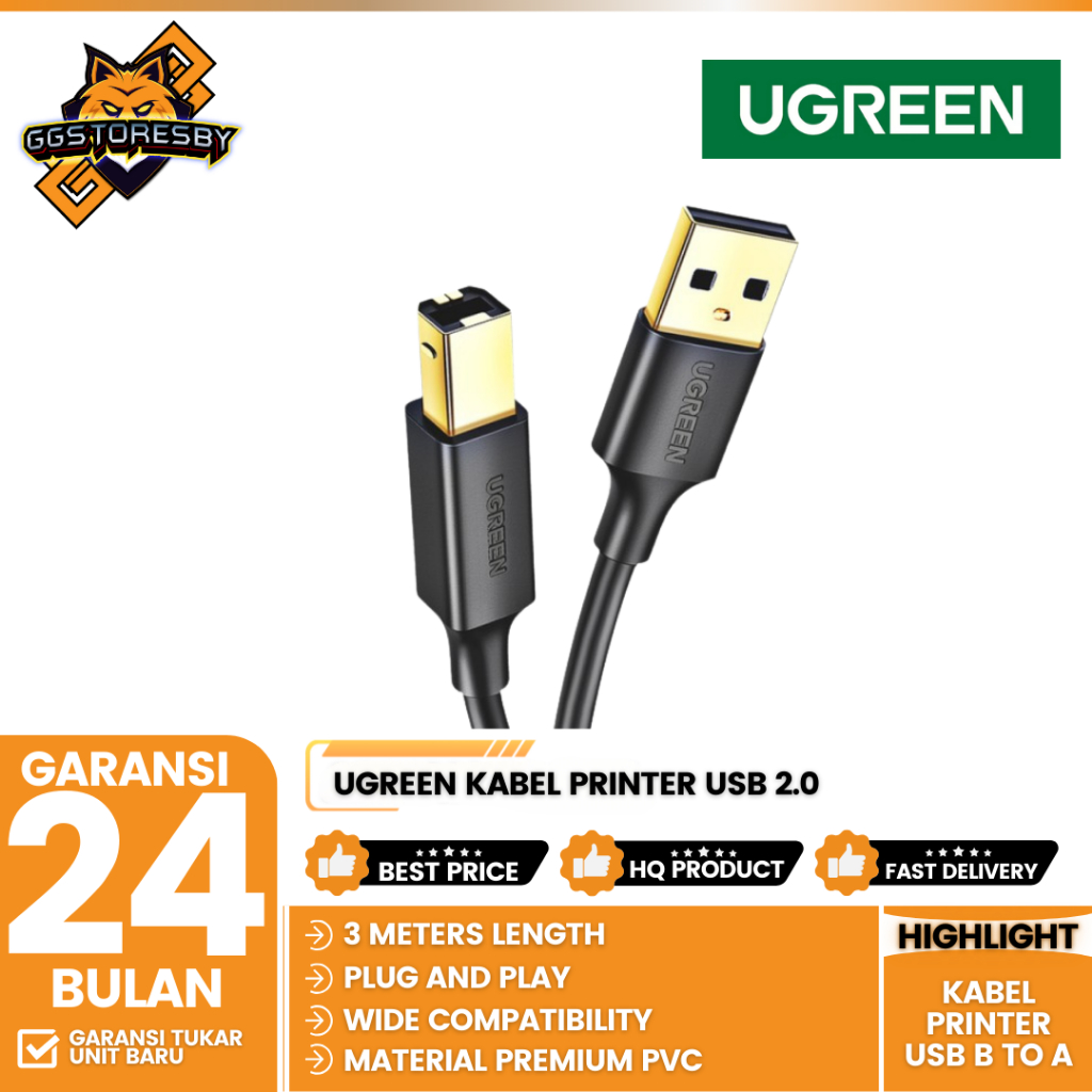 Jual UGREEN Kabel Printer USB 2.0, USB C & TYPE A To Male Type B Canon ...