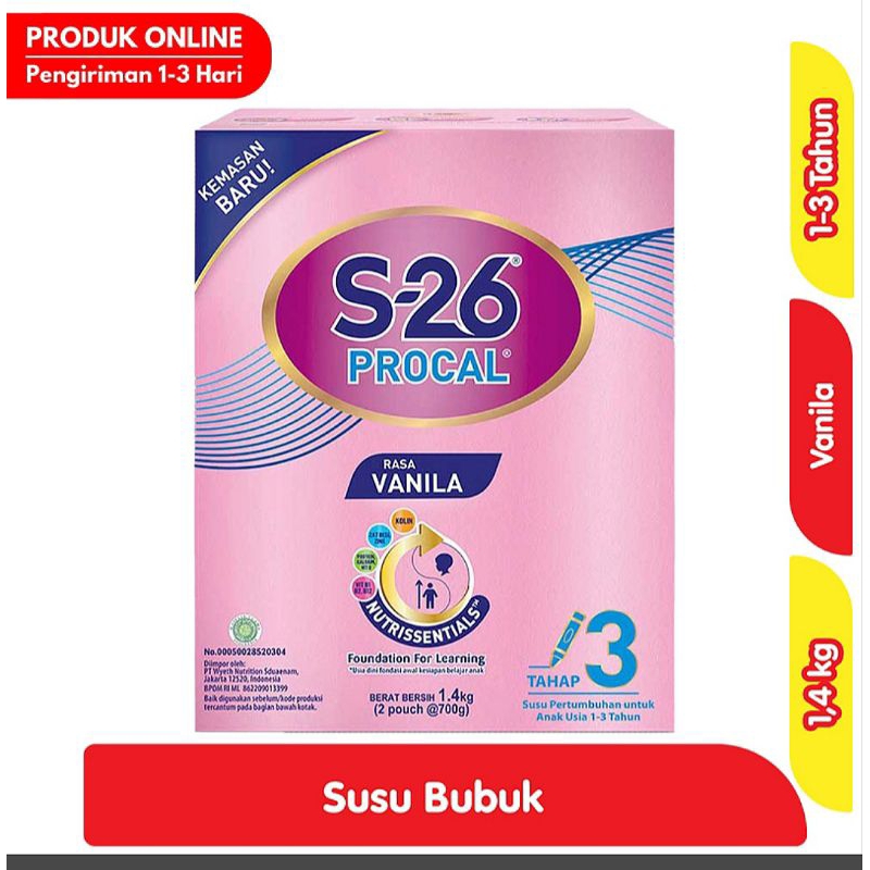 Jual S26 PROCAL TAHAP 3 susu pertumbuhan anak 1-3 tahun vanilla 1,4kg | Shopee Indonesia