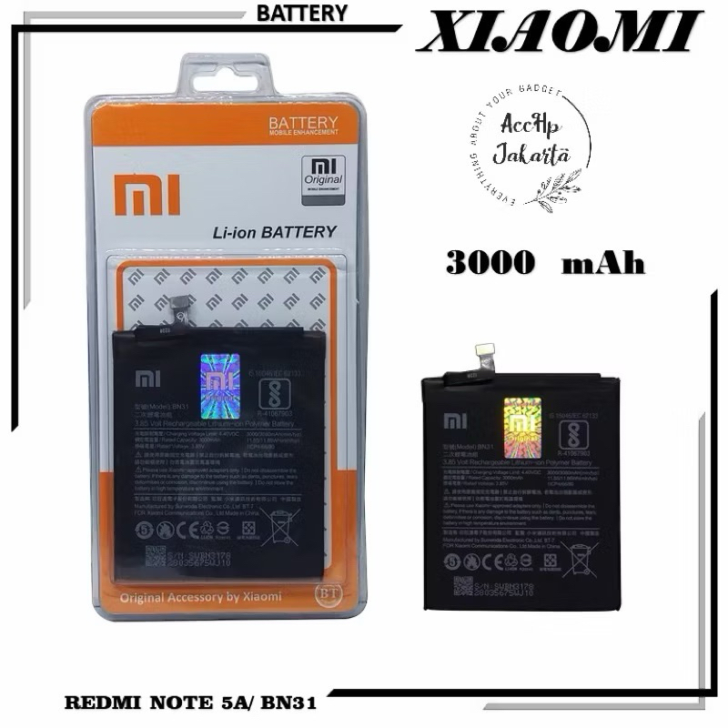 Jual Baterai Batre Xiaomi Redmi Note 5A Bn31 Baterai Xiaomi S2-Mi A1 ...