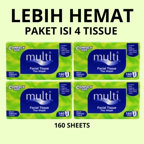 Jual MULTI FACIAL TISSUE 160 SHEETS ( PAKET HEMAT ISI 4) | Shopee Indonesia