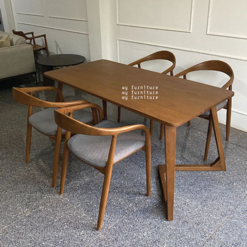 Jual Meja makan minimalis kayu jati 4 kursi kombinasi busa, meja makan kayu jati, meja makan ...