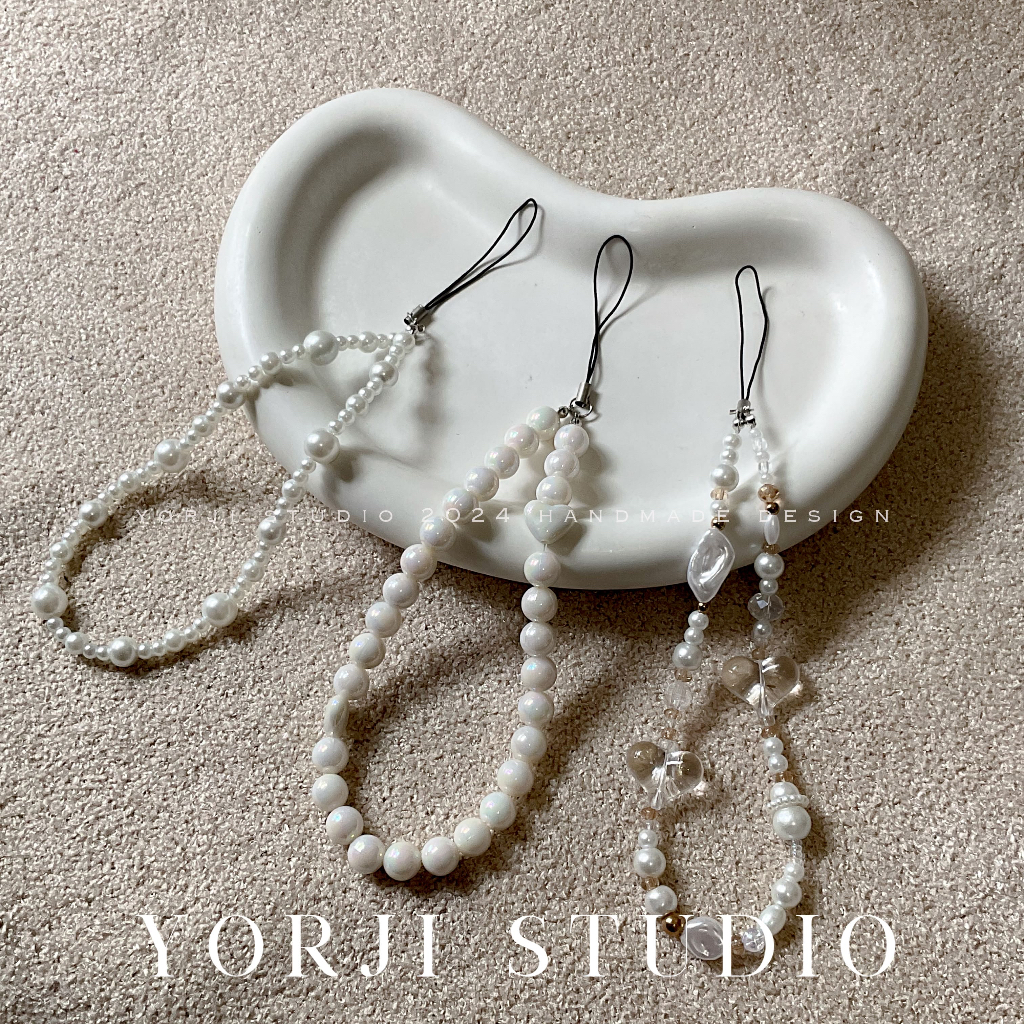 Jual YORJI STUDIO - ANNE - ready stock beige phonestrap keychain with ...