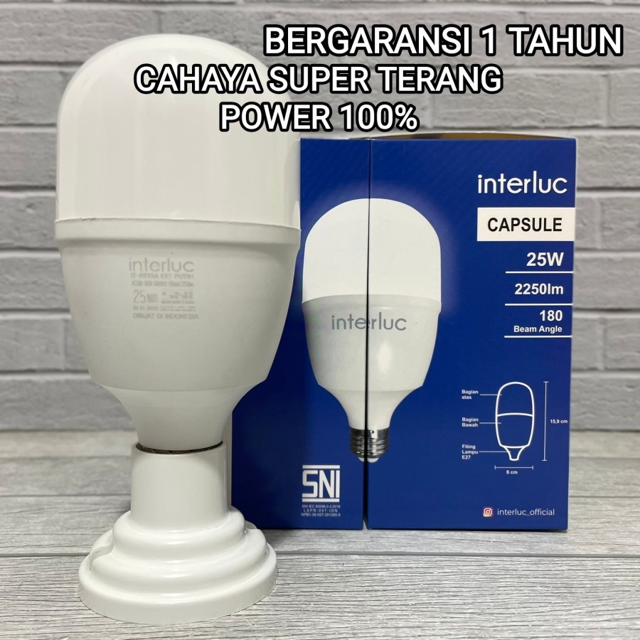Jual INTERLUC LED BULB 25W 25 WATT CAHAYA PUTIH SNI GARANSI 1 TAHUN | Shopee Indonesia