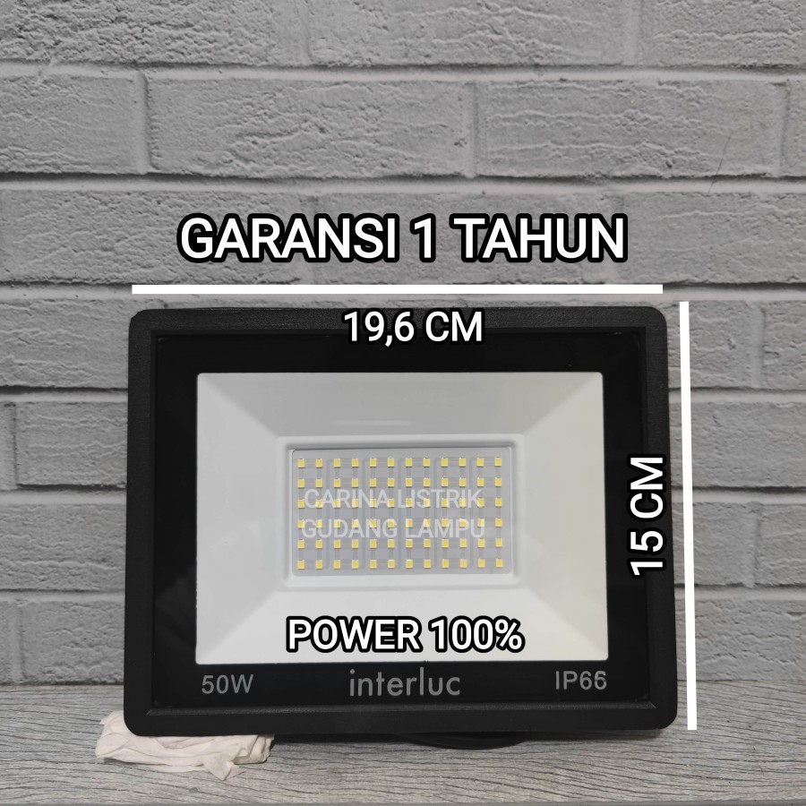 Jual INTERLUC LAMPU SOROT LED 50W 50 WATT FLOOD LIGHT LED TEMBAK OUTDOOR PUTIH 6500K | Shopee ...