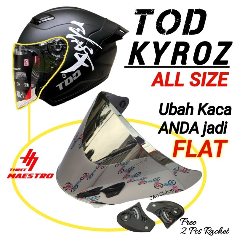 Jual Kaca Helm TOD KYROZ iridium VISOR Helmet FLAT venom open open r- six optimusx Visor tm2 ...