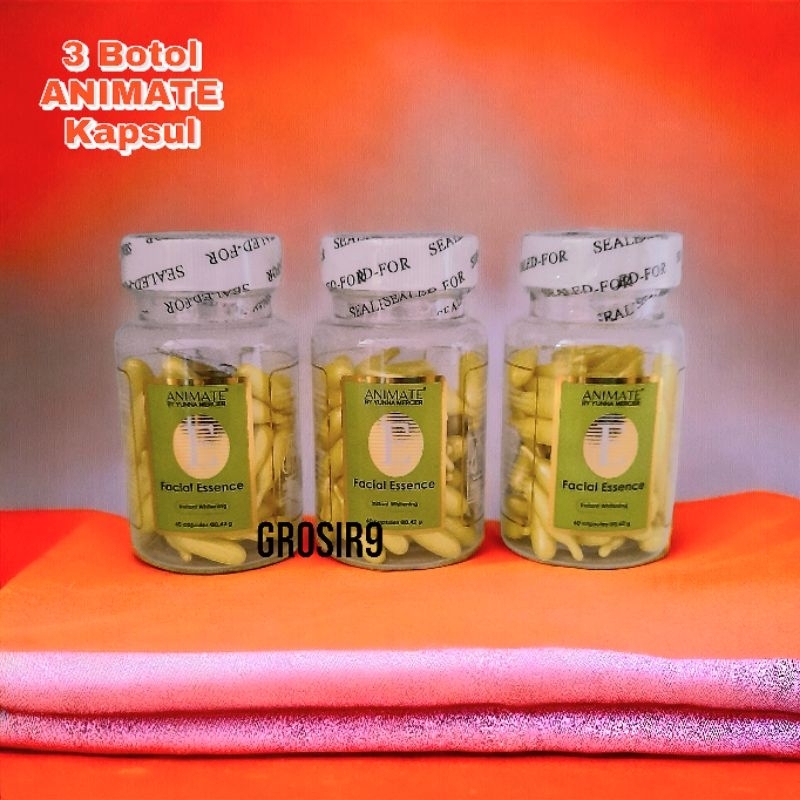 Jual 3 Botol ANIMATE Kapsul Facial Essence Serum Capsule Isi 3 x 60 ...