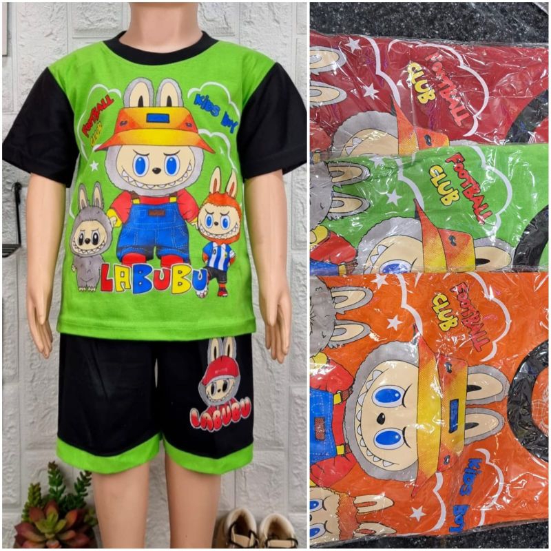 Jual REAL PICT Terbaru Setelan Kaos Anak Labubu Cowok Viral Ukuran 1-9 ...