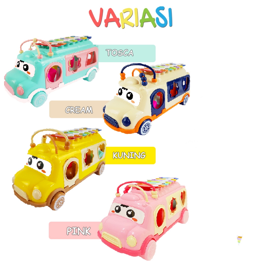 Jual Mainan Bus Xylophone Mobil / Mainan 3in1 Musik/ Sorting Bentuk dan ...