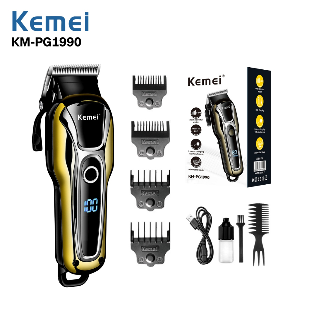 Jual KEMEI KM PG1990 Alat Cukur Rambut Elektrik Cukuran Mesin Tanpa Kabel Power Hair Clipper ...
