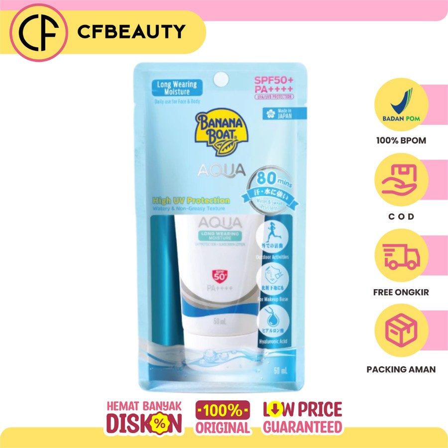 Jual Banana Boat Simply Protect Aqua Long Wearing Moisture Sunscreen Lotion SPF50+ 50ml | Shopee ...