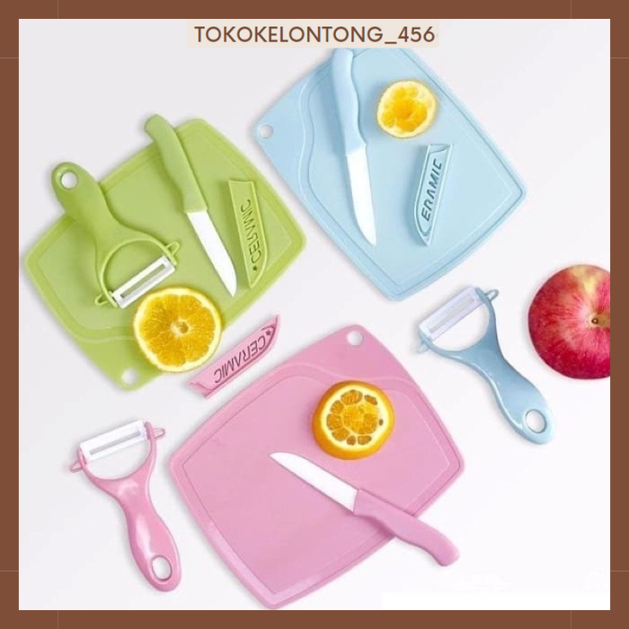 Jual Pisau set talenan 3in1 stainless/Pisau set dapur dengan peeler dan ...