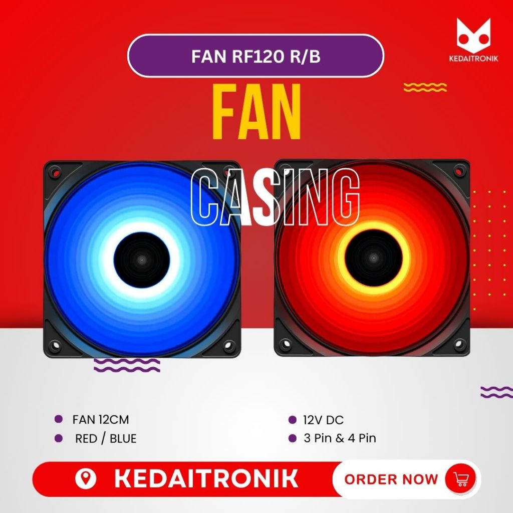 Jual NEW Deepcool RF120B RF120R FAN CASING 12CM LED RED BLUE RF 120 ...