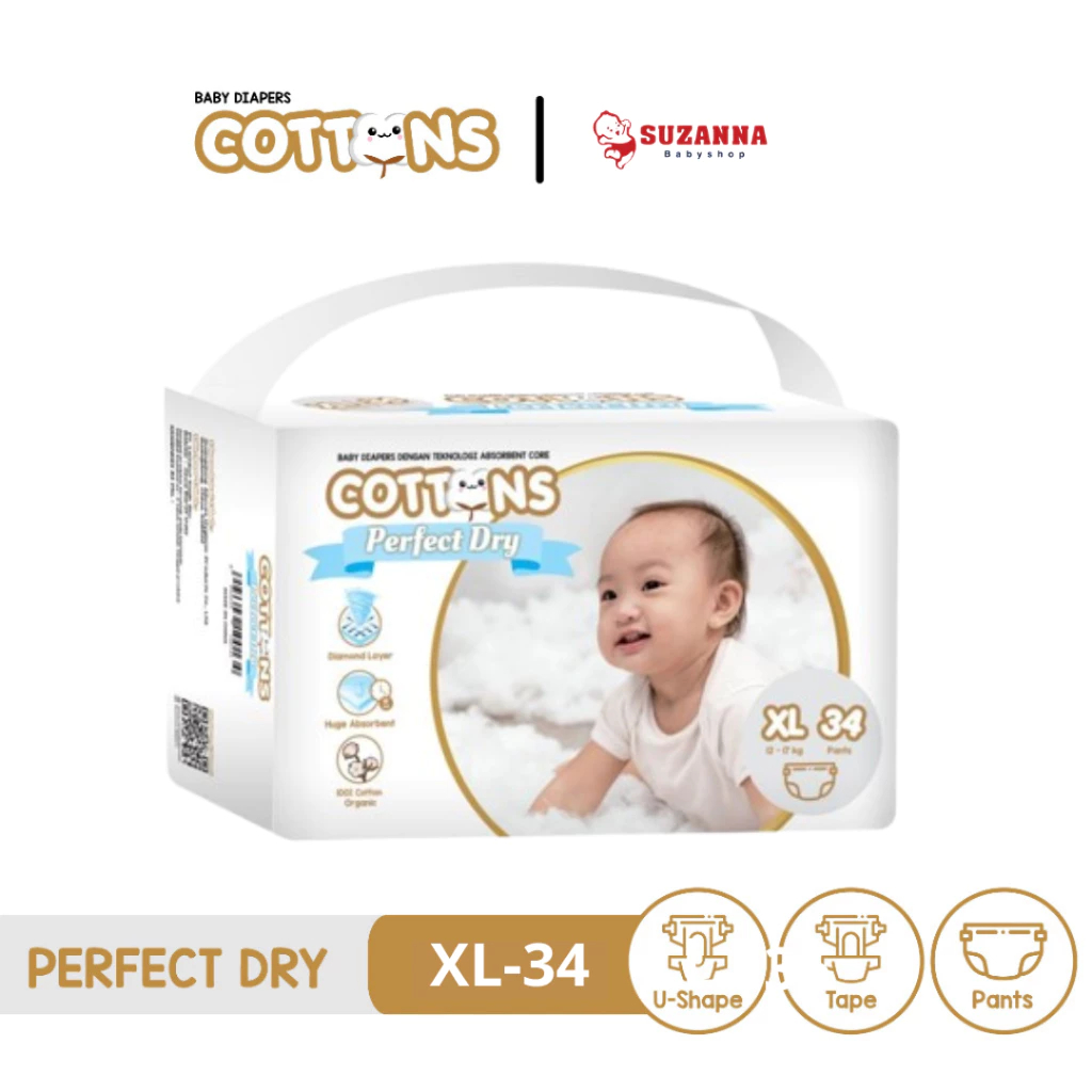 Jual Cottons Baby Diapers Perfect Dry XL34 Pants - Popok Bayi | Shopee Indonesia