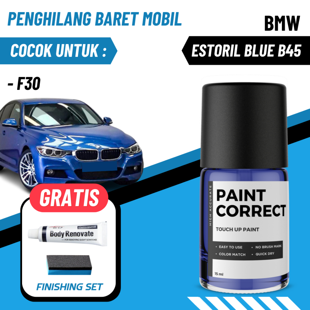 Jual CAT OLES PENGHILANG BARET MOBIL BMW ESTORIL BLUE F30 BIRU B45 | Shopee Indonesia