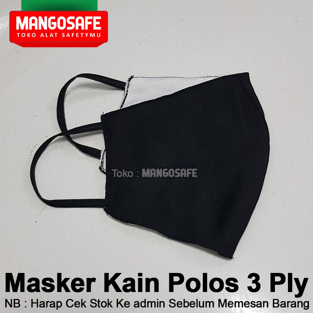 Jual Masker Kain Hitam Anti Debu 3 Ply / Masker Kain Polos Hitam Murah ...