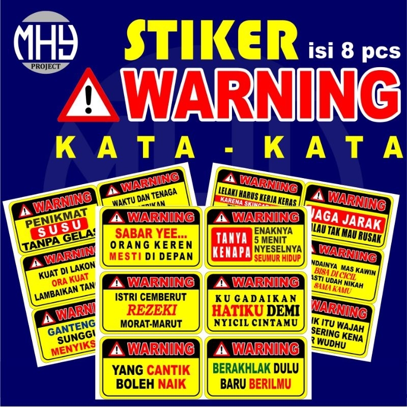 Jual Stiker kata kata warning,stiker peringatan lucu,stiker warning | Shopee Indonesia