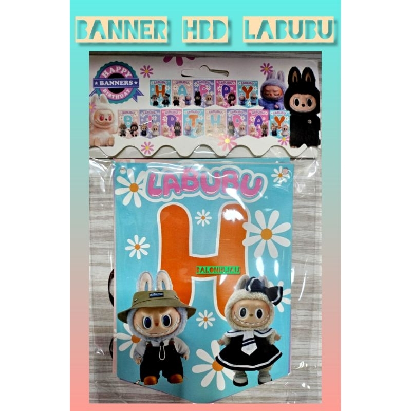 Jual BANNER ULANG TAHUN KARAKTER LABUBU BACKGROUND HAPPY BIRTHDAY ...