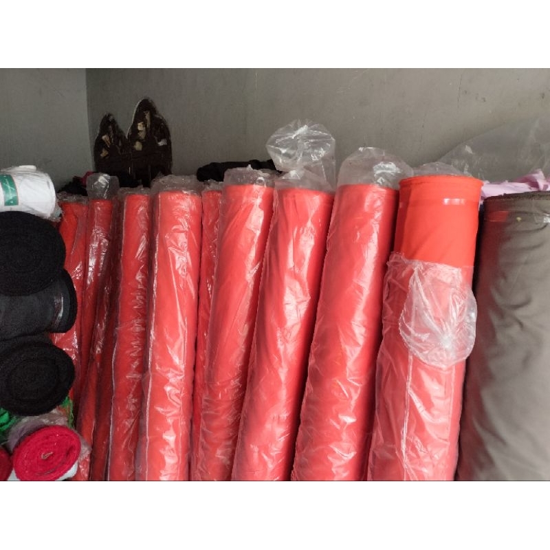 Jual bahan kain tasla jarum waterproof warna orens/bahan jaket/,tas dll ...