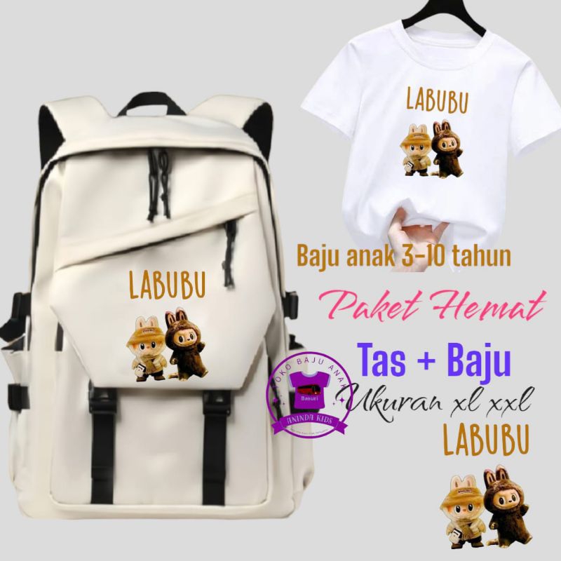 Jual TAS SEKOLAH ANAK PEREMPUAN SD SMP viral karakter kartun lucu LABUBU Paket hemat+ baju ...