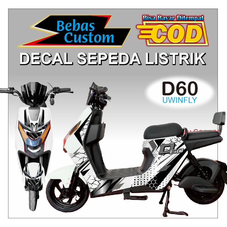 Jual D60 D65 uwinfly STIKER Sepeda Listrik DECAL STRIPING SETIKER Merek ...