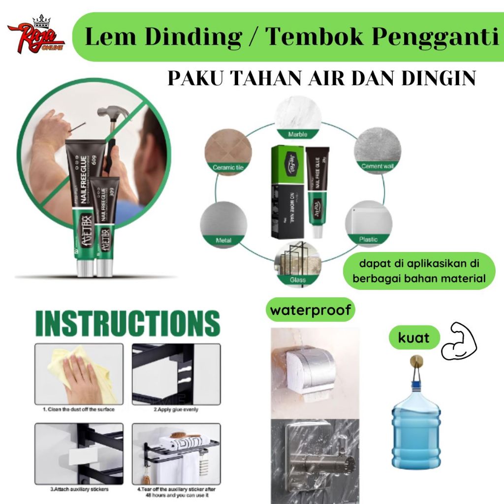 Jual LA40 - Lem Pengganti Paku Tembok Nomorenail Super Kuat Perekat ...