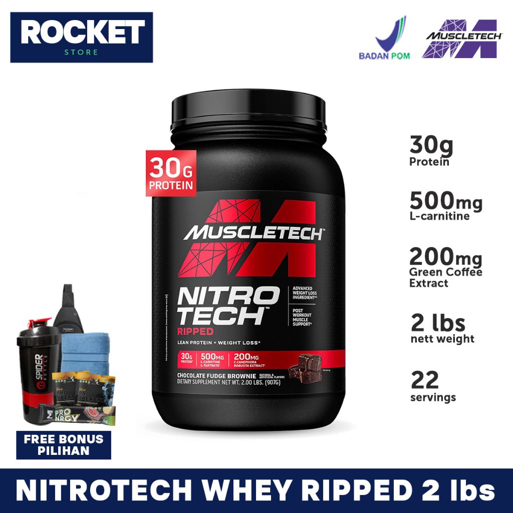 Jual Muscletech Nitrotech Ripped 2 lbs 907 gr - Lean Whey Protein with ...