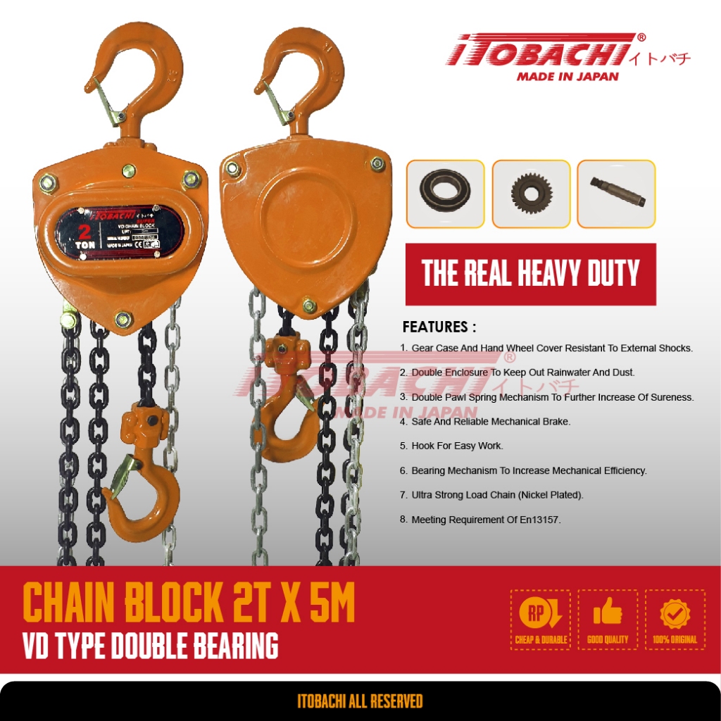 Jual Itobachi Chain Block 2 Ton x 5 Meter / Takel 2Ton x 5Meter ...