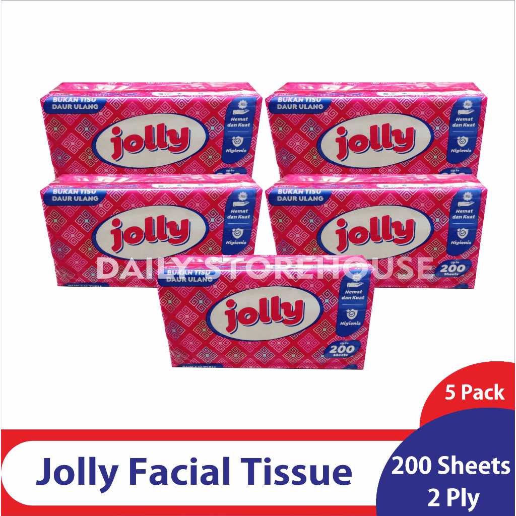 Jual Paket 5 Pack Tissue Facial Jolly 200 Sheets 2 Ply | Shopee Indonesia