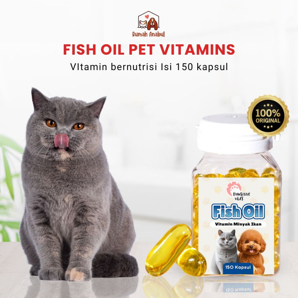 Jual Minyak Ikan Vitamin Kucing Anjing Fish Liver Oil 150 Kapsul ...