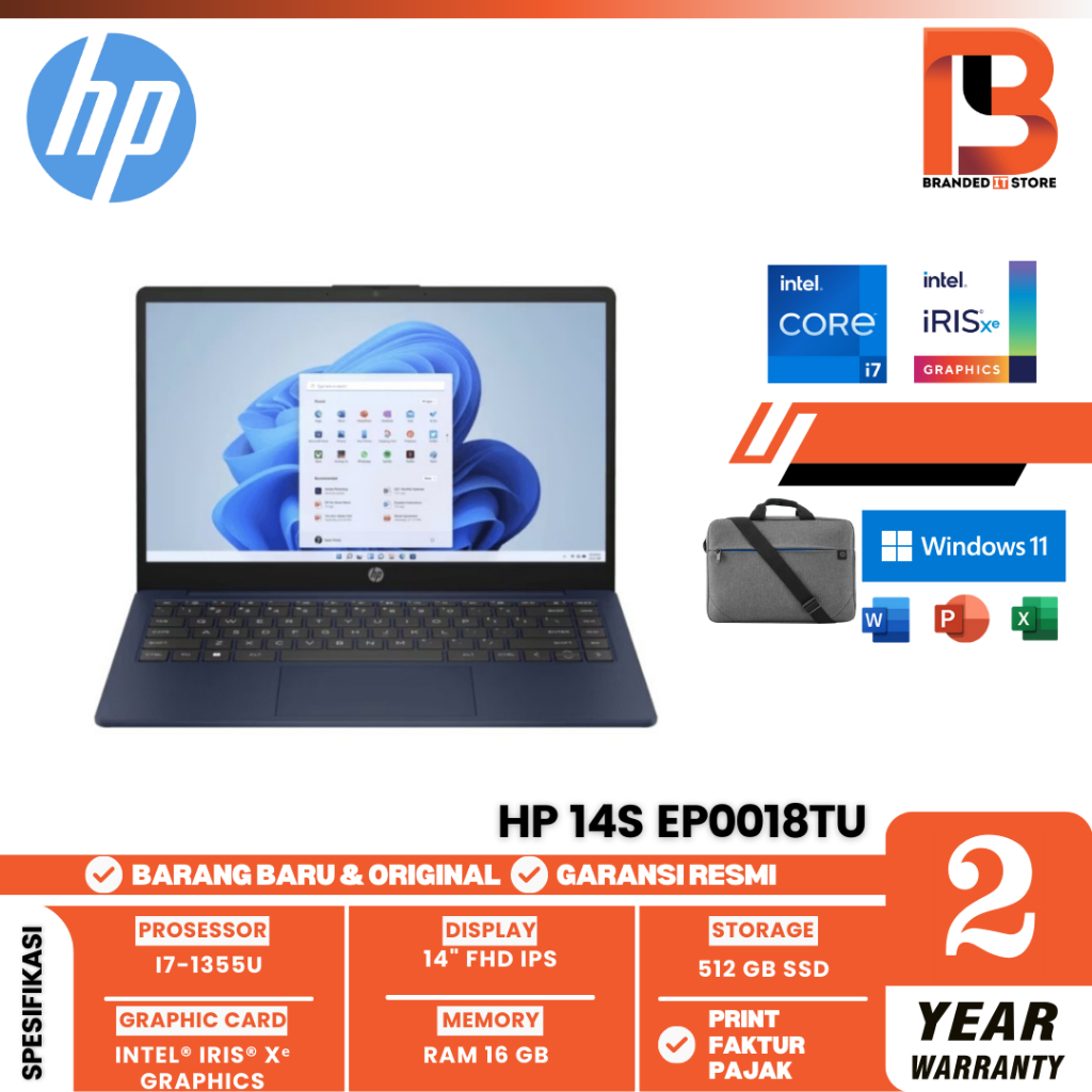 Jual Laptop HP 14-EP0018TU Intel Core i7-1355U 16GB 512GB Win 11 ...