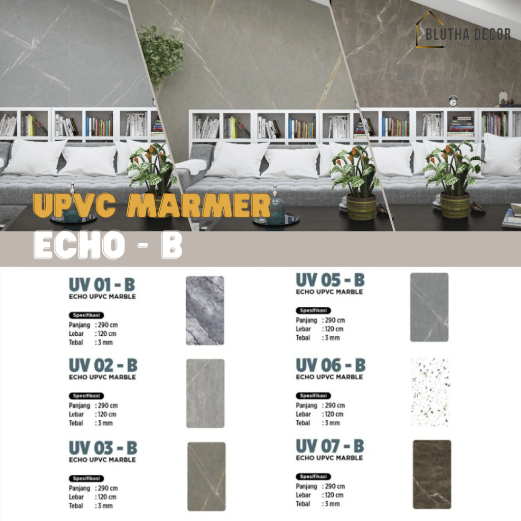 Jual UPVC MARMER DINDING INDOOR ECHO B TEBAL 3MM 1,22m x 2,9m anti ...