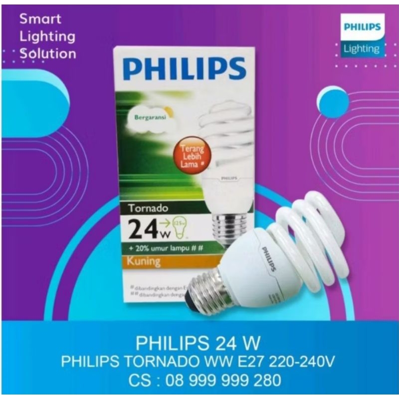 Jual Lampu Philips | Tornado Spiral 24 Watt Cahaya Kuning | E27 ( Bisa Cod ) | Shopee Indonesia