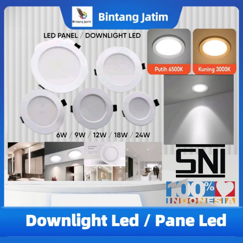 Jual Lampu Downlight LED Panel 6W/9W/12W/18W/24W PUTIH/KUNING Tipis ...