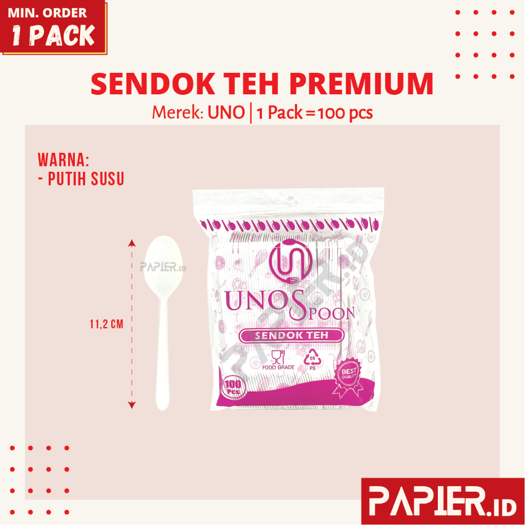 Jual (isi 100 pcs) Sendok Teh Premium UNO Putih Susu / Sendok STG Kecil ...