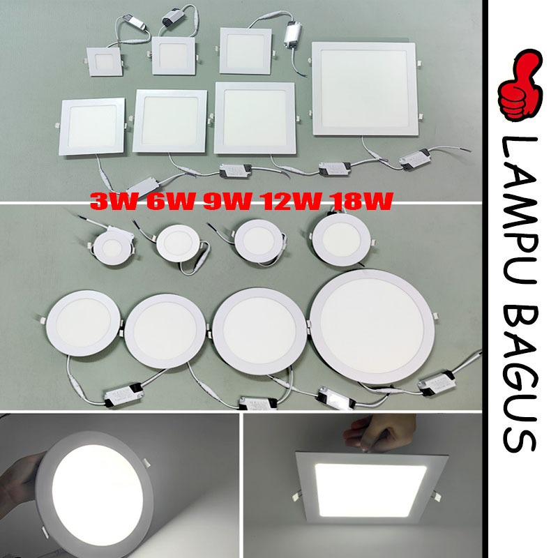 Jual Downlight LED/Downlight LED Inbow 3W 6W 9W 12W 18W Bulat/Kotak/LED ...
