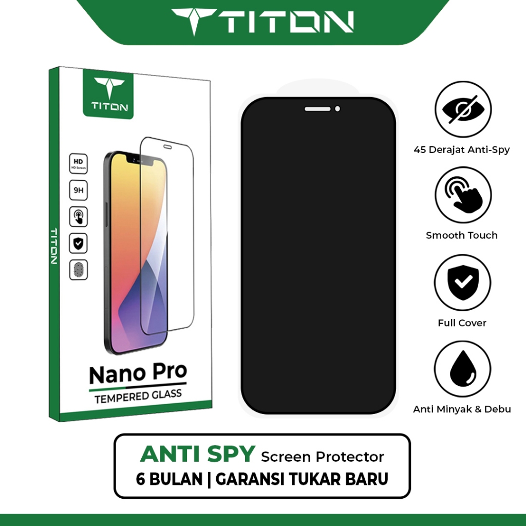 Jual Titon Anti Spy Tempered Glass iPhone 11 12 13 14 15 16 Pro Max Privacy Screen Protector ...