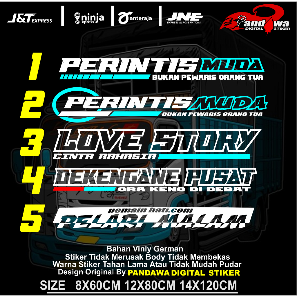 Jual Stiker Truk Perintis/Love/Dekengane/ Pelari Cutting Sticker Latin ...