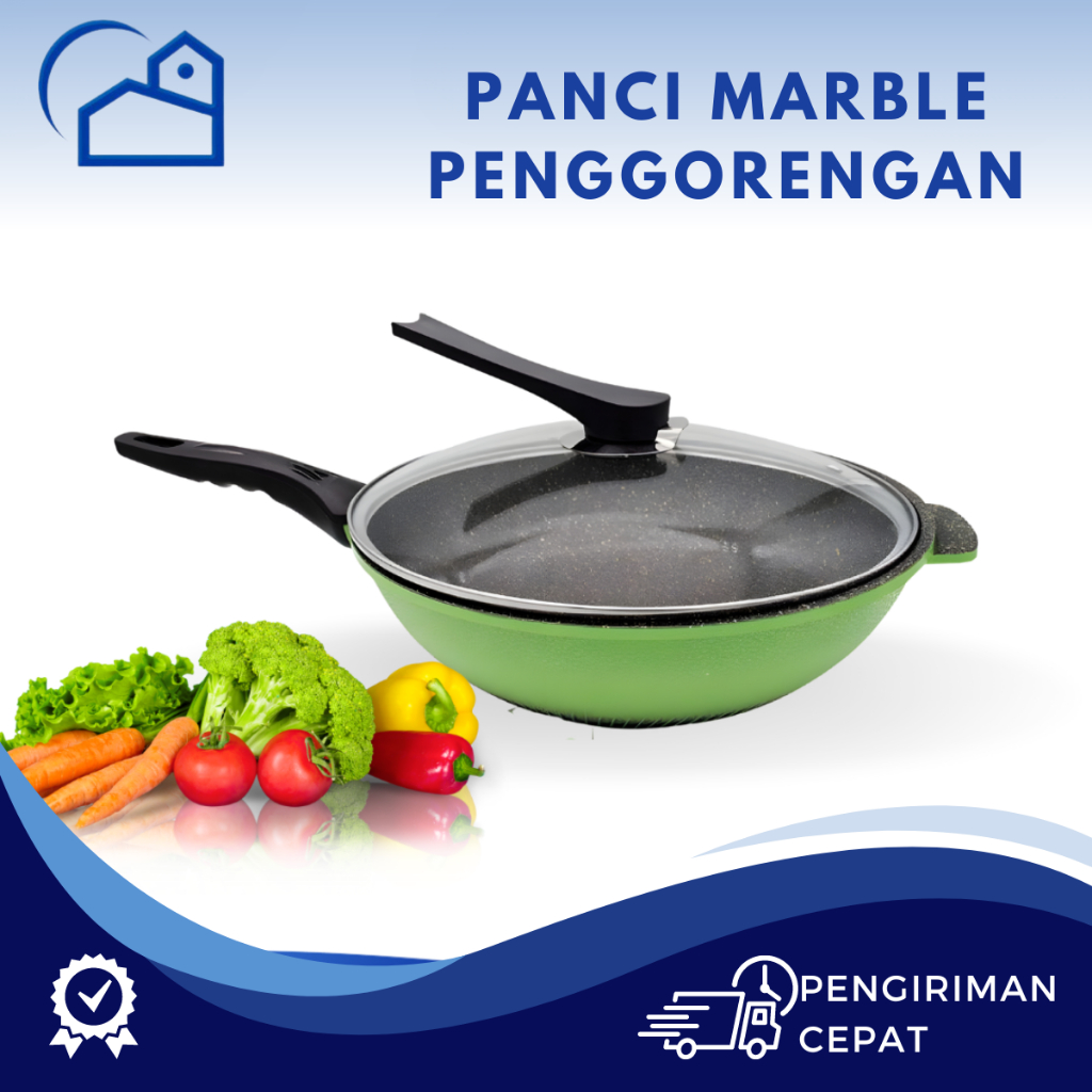 Jual HOMESTATION - Panci Wajan Marble Penggorengan Wok Pan Penggorengan ...